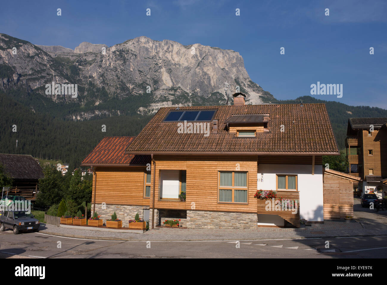 Modern Tyrolean house architecture in Leonhard-St Leonardo, a Dolomites ...
