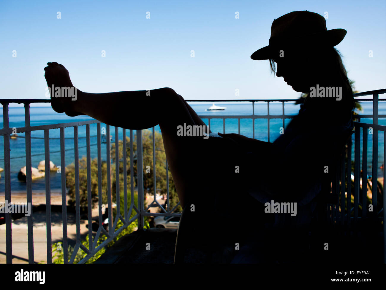tourist relaxing in greece Stock Photo - Alamy