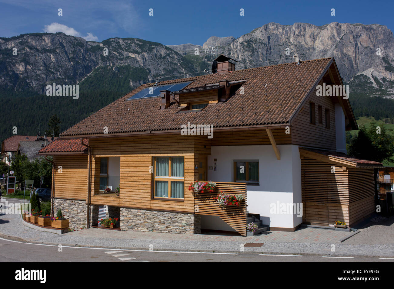 Modern Tyrolean house architecture in Leonhard-St Leonardo, a Dolomites ...
