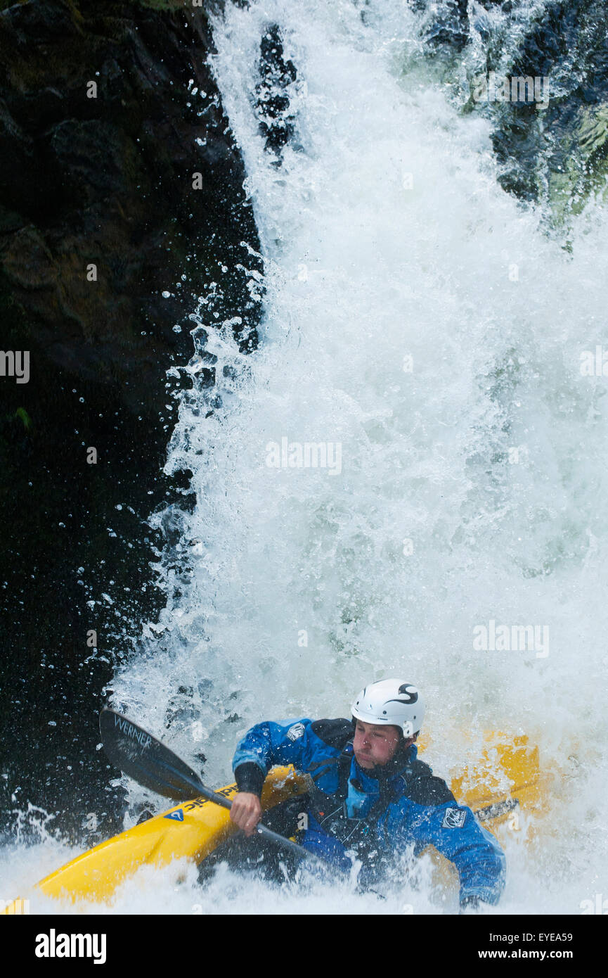 UK, Cumbria, Lake District National Park, Canoeist about to tip over ...