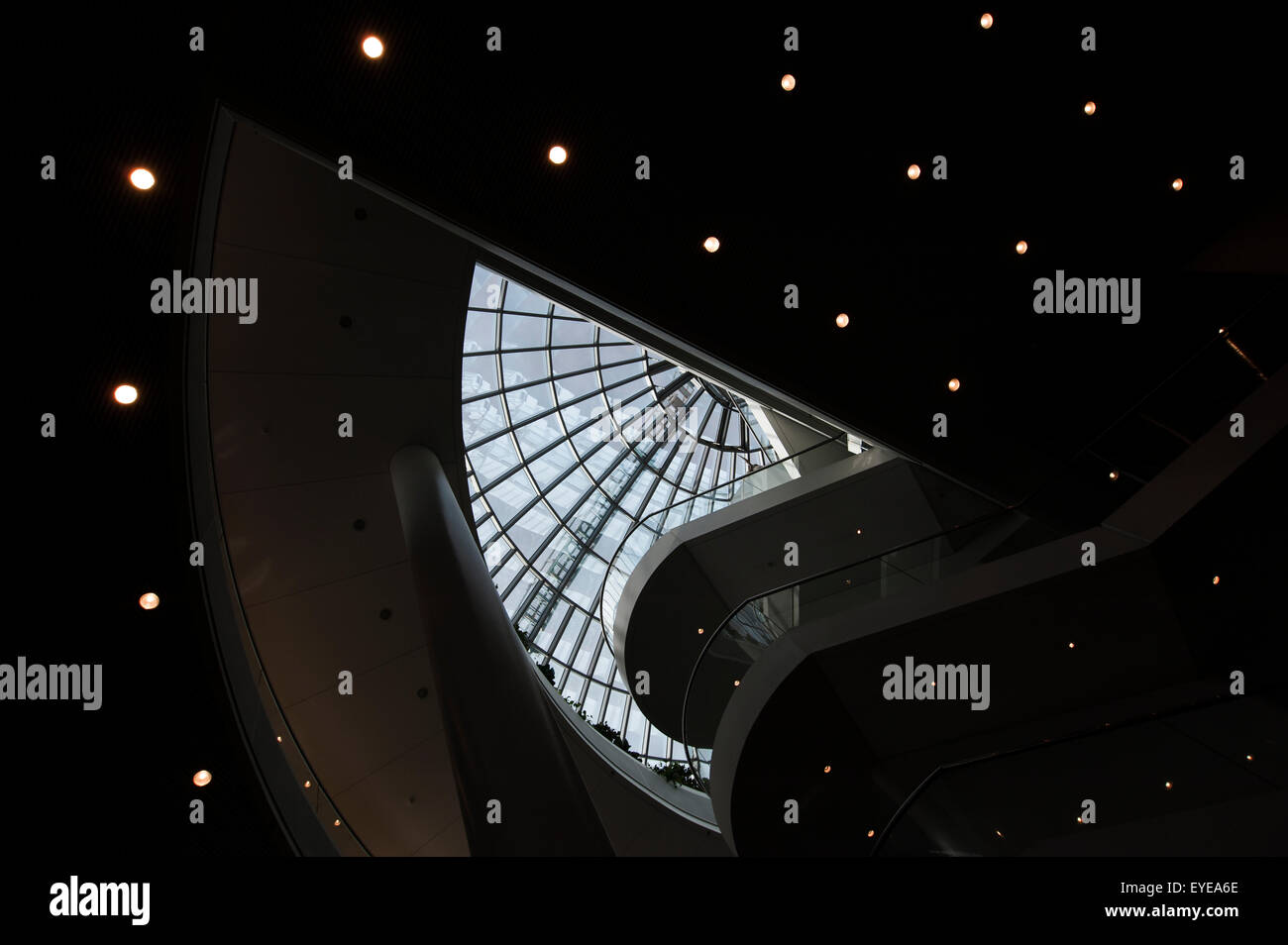 Looking up at the dome of Perlan (The Pearl) interior, Iceland Stock ...