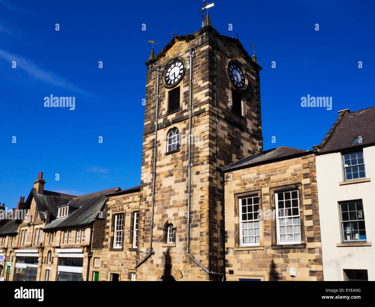 The Town Hall Clock Tower from Fenkle Street in Alnwick Northumberland ...