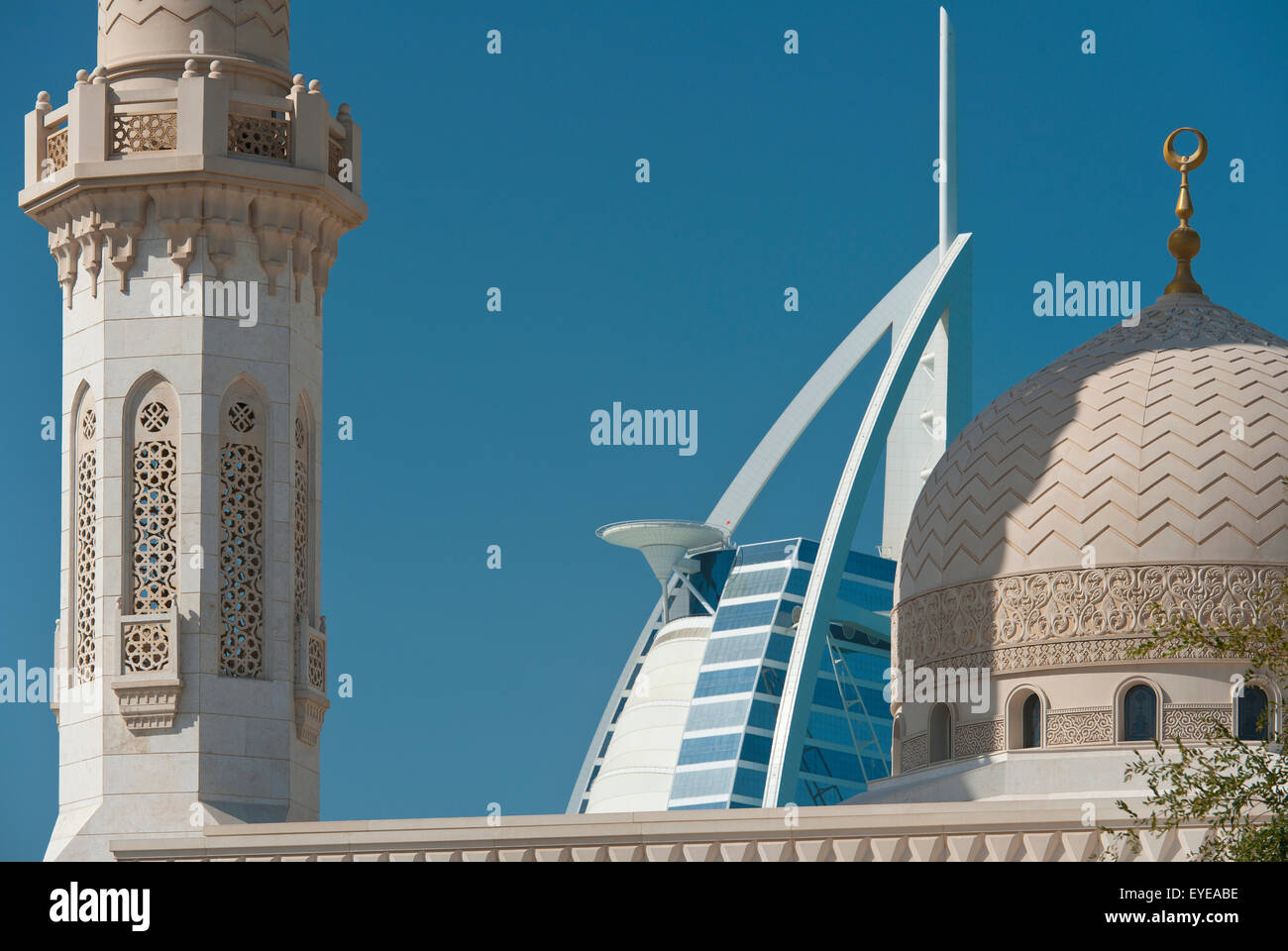 UAE, Small mosque in front of Burj Al Arab hotel; Dubai Stock Photo - Alamy
