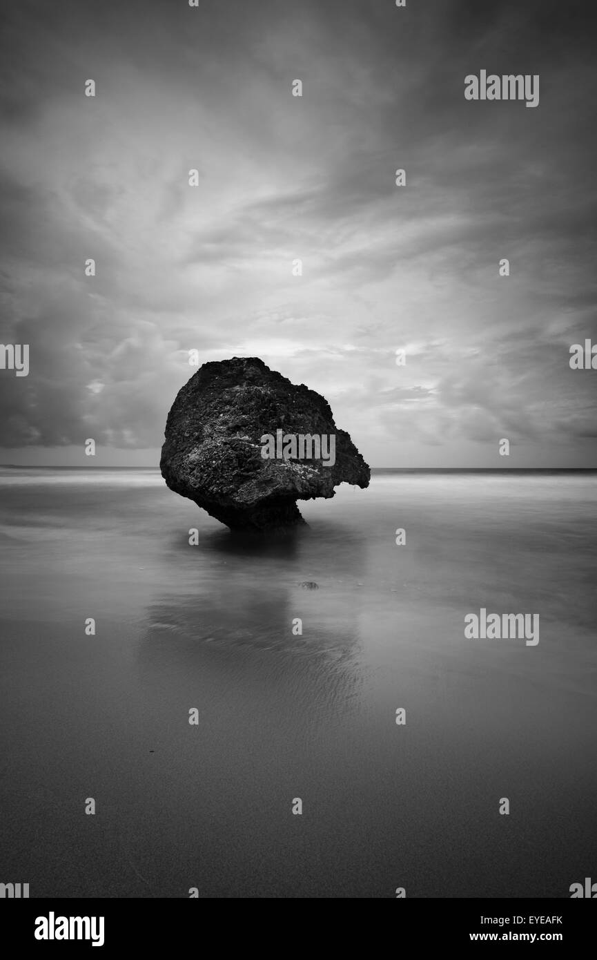 Barbados, Strange shaped rock in shallow waters; Bathsheba Stock Photo ...
