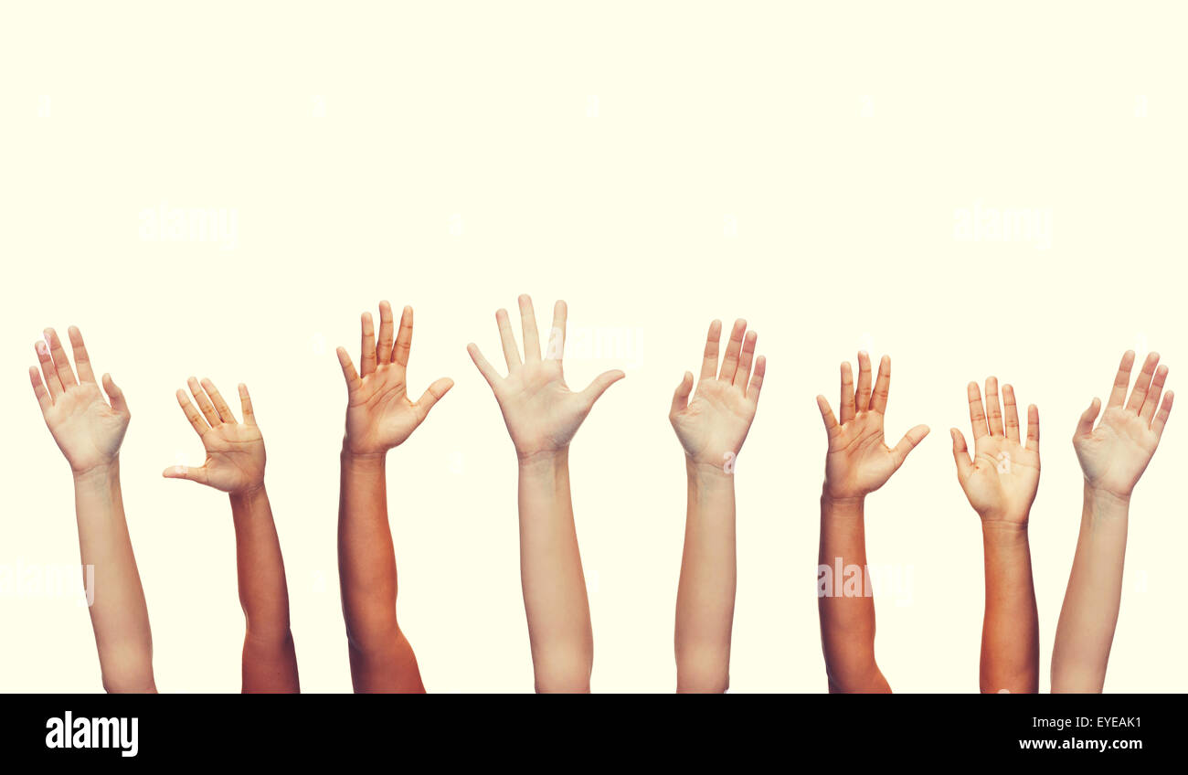 human hands waving hands Stock Photo - Alamy