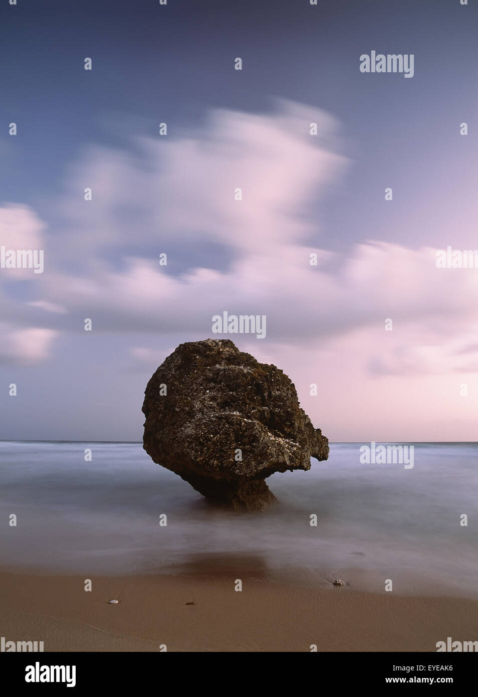Barbados, Strange shaped rock in shallow waters; Bathsheba Stock Photo ...