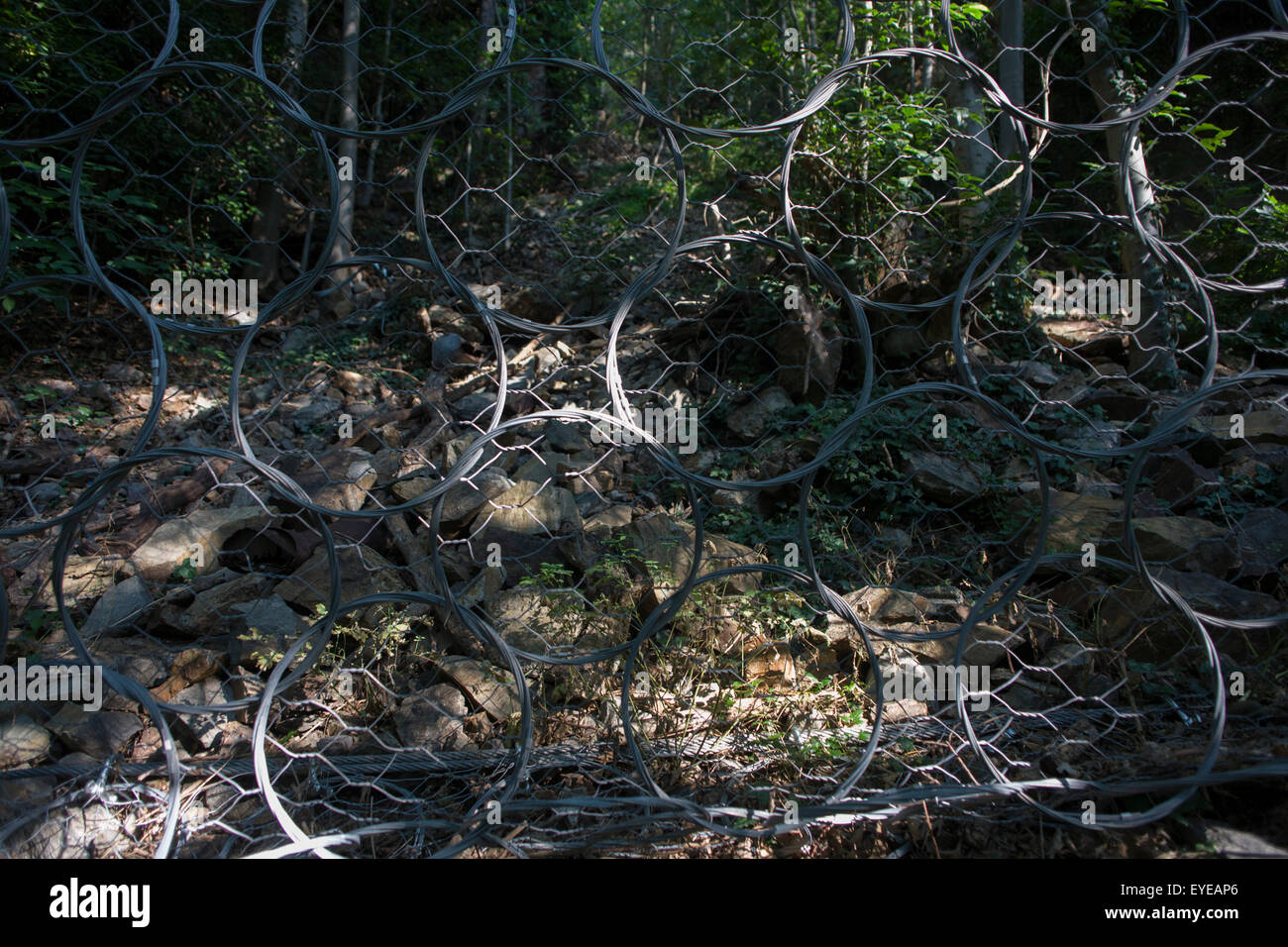 Boulder traps stopping falling rocks above the South Tyrolean town of ...