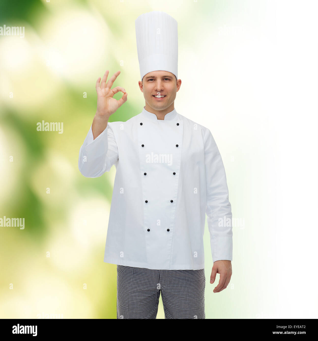 happy male chef cook showing ok sign Stock Photo - Alamy