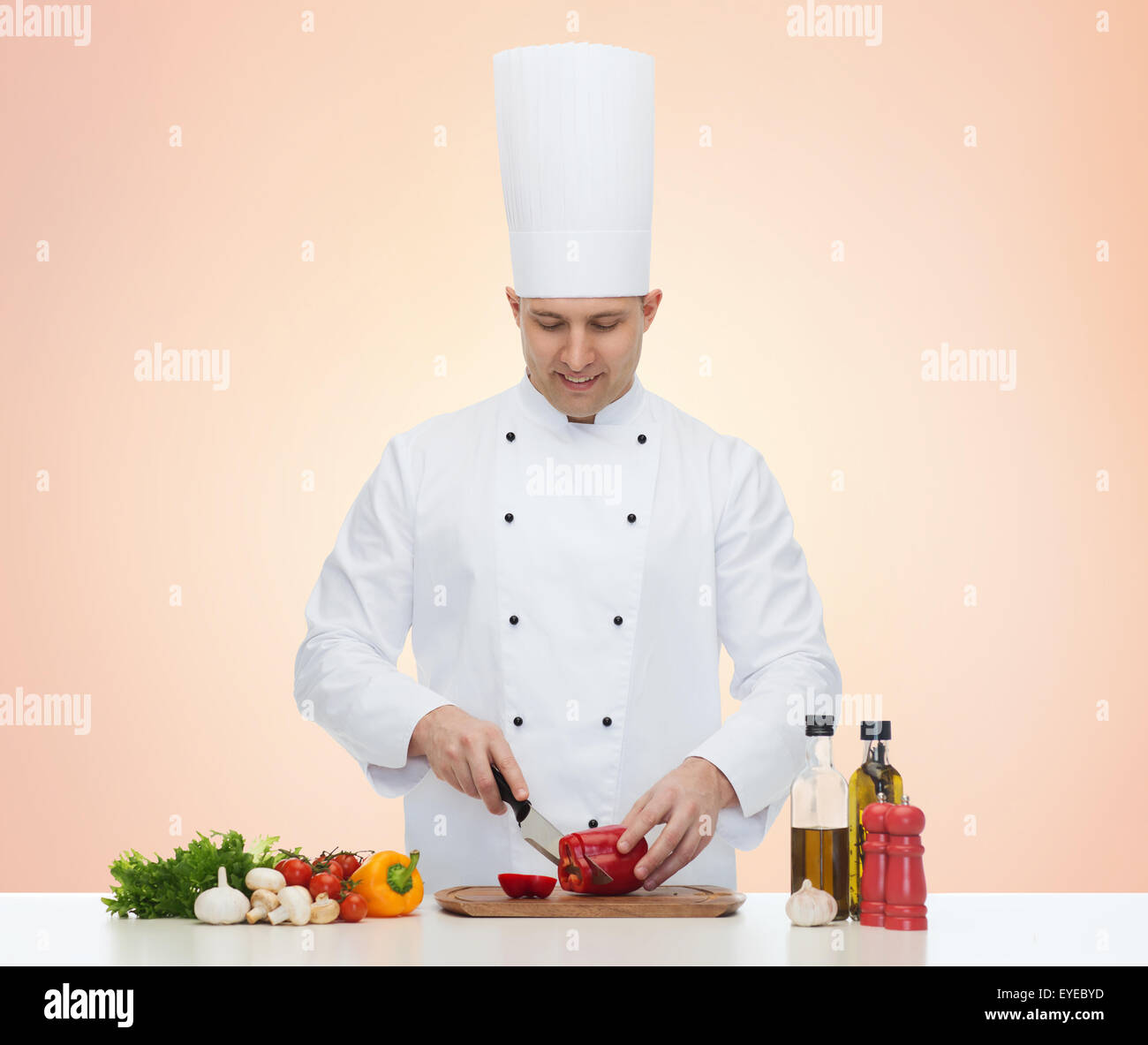 happy male chef cook cooking food Stock Photo - Alamy