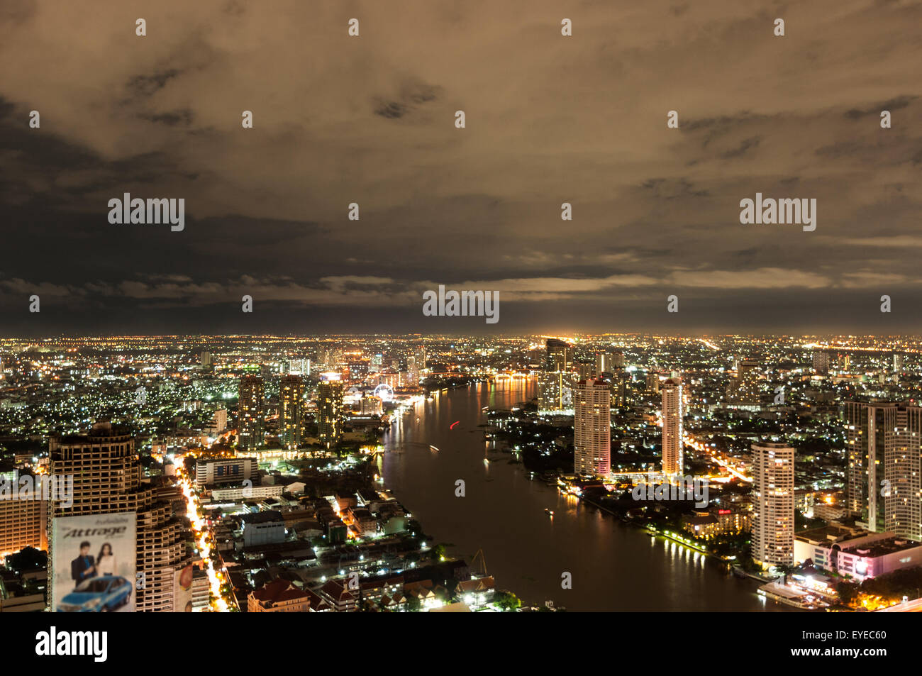 Panorama view of Bangkok city scape at nighttime Thailand Stock Photo ...