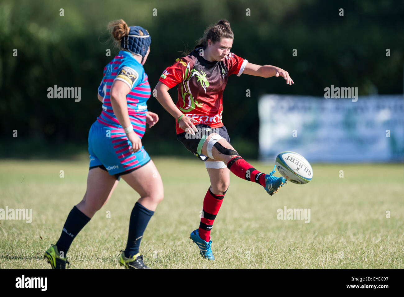 Female rugby players in action Stock Photo - Alamy