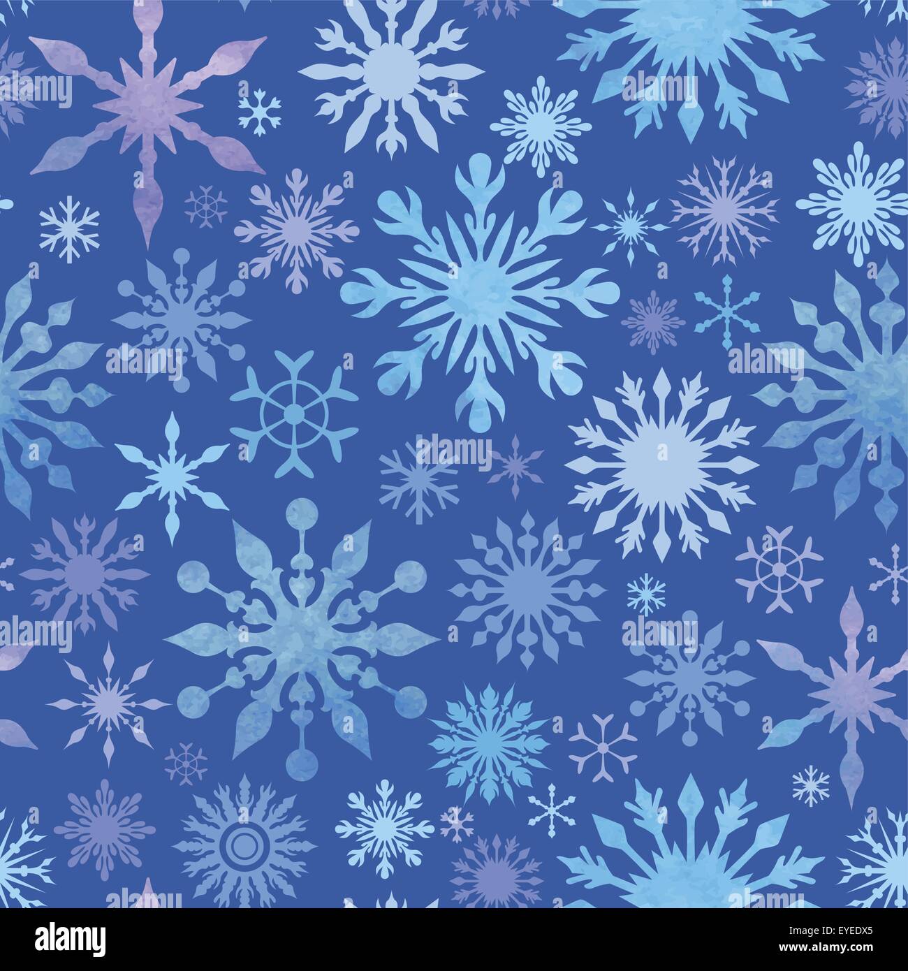 Vector Snowflakes Pattern Blue texture with watercolor frost ornaments ...