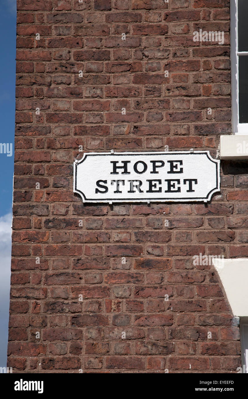 Hope Street Sign on Red Brick Wall, Liverpool, England, UK Stock Photo ...