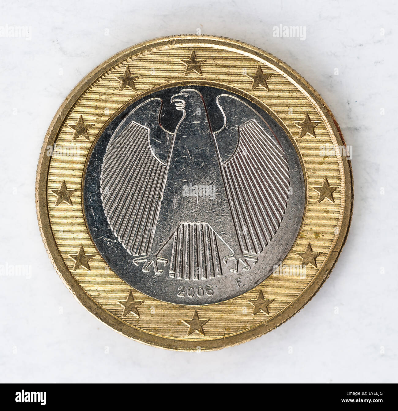 one Euro Coin with europe german backside used look Stock Photo - Alamy