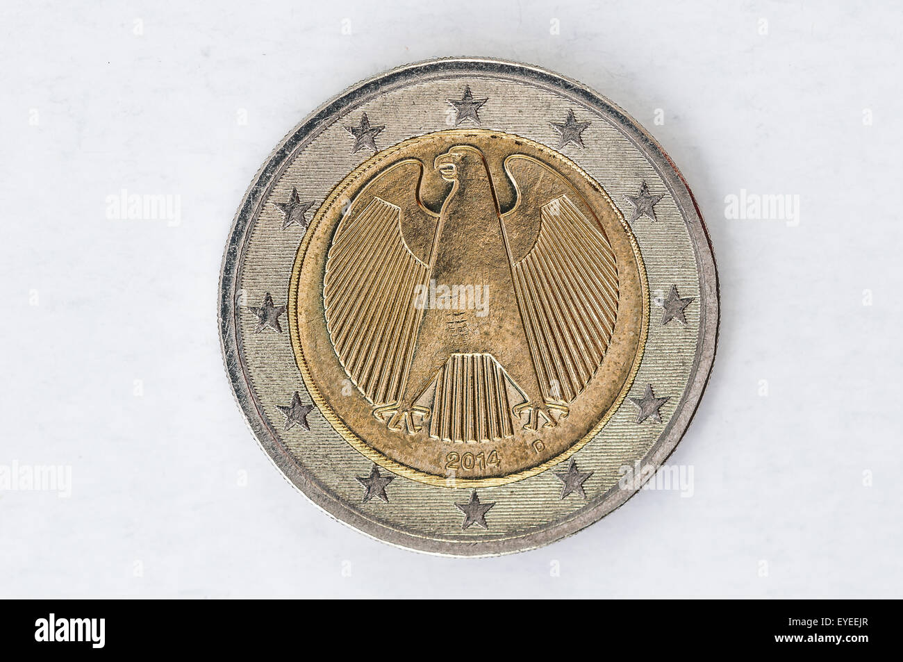 2 Euro Coin with europe german backside used look Stock Photo - Alamy