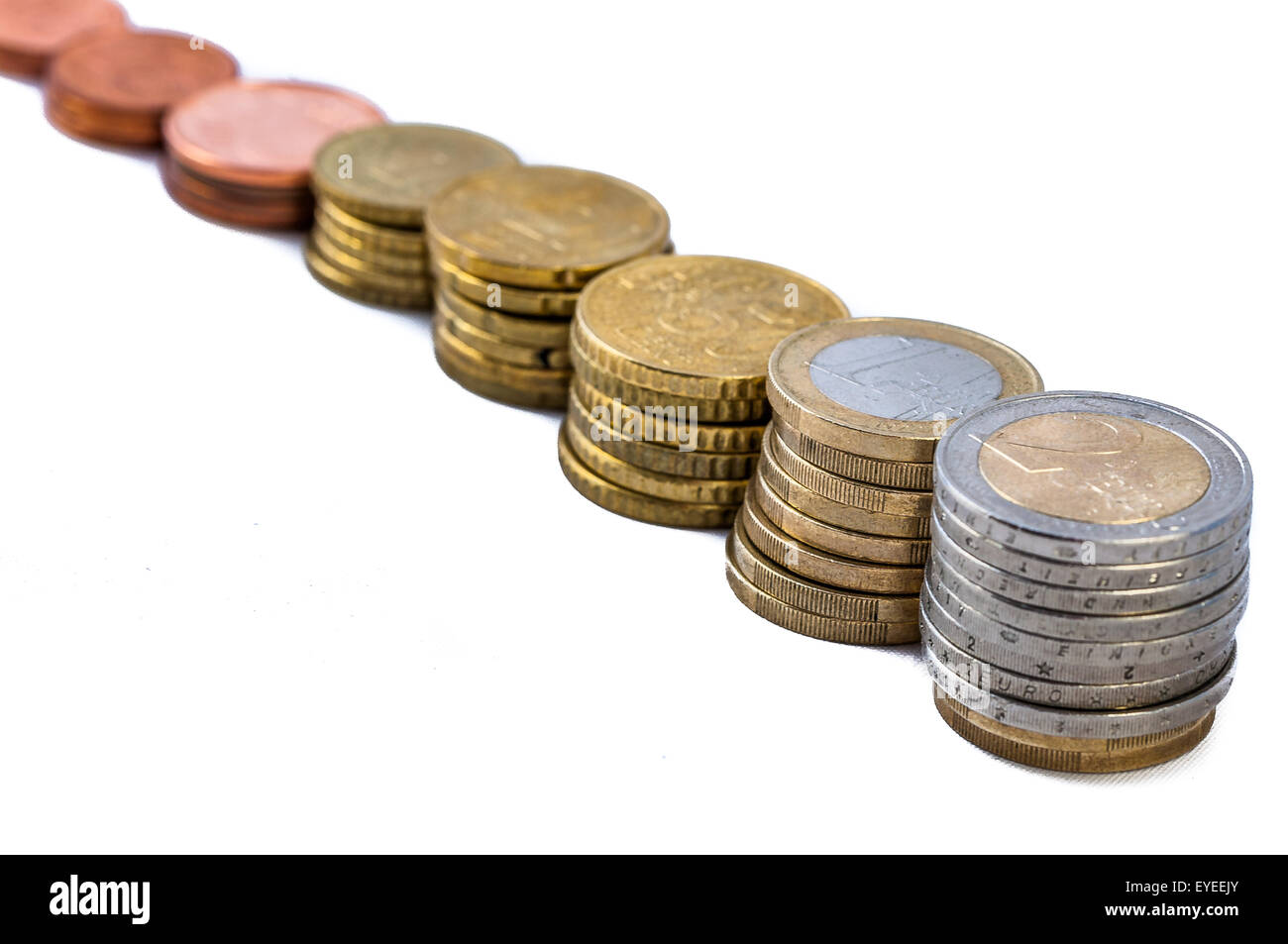 stack of coins on white background isolated Stock Photo - Alamy