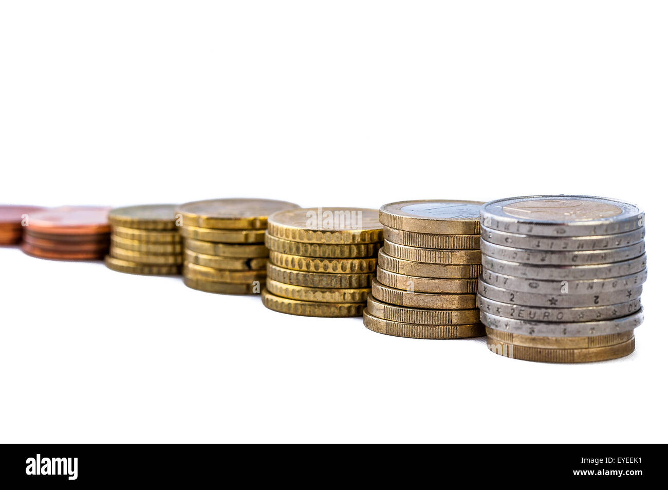 stack of coins on white background isolated Stock Photo - Alamy