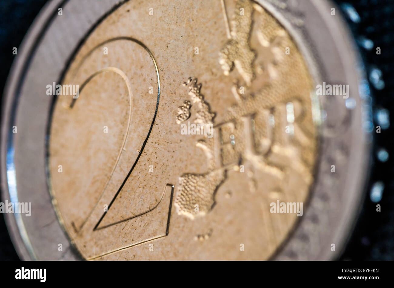 two Euro Coin closeup with europe frontside Stock Photo - Alamy