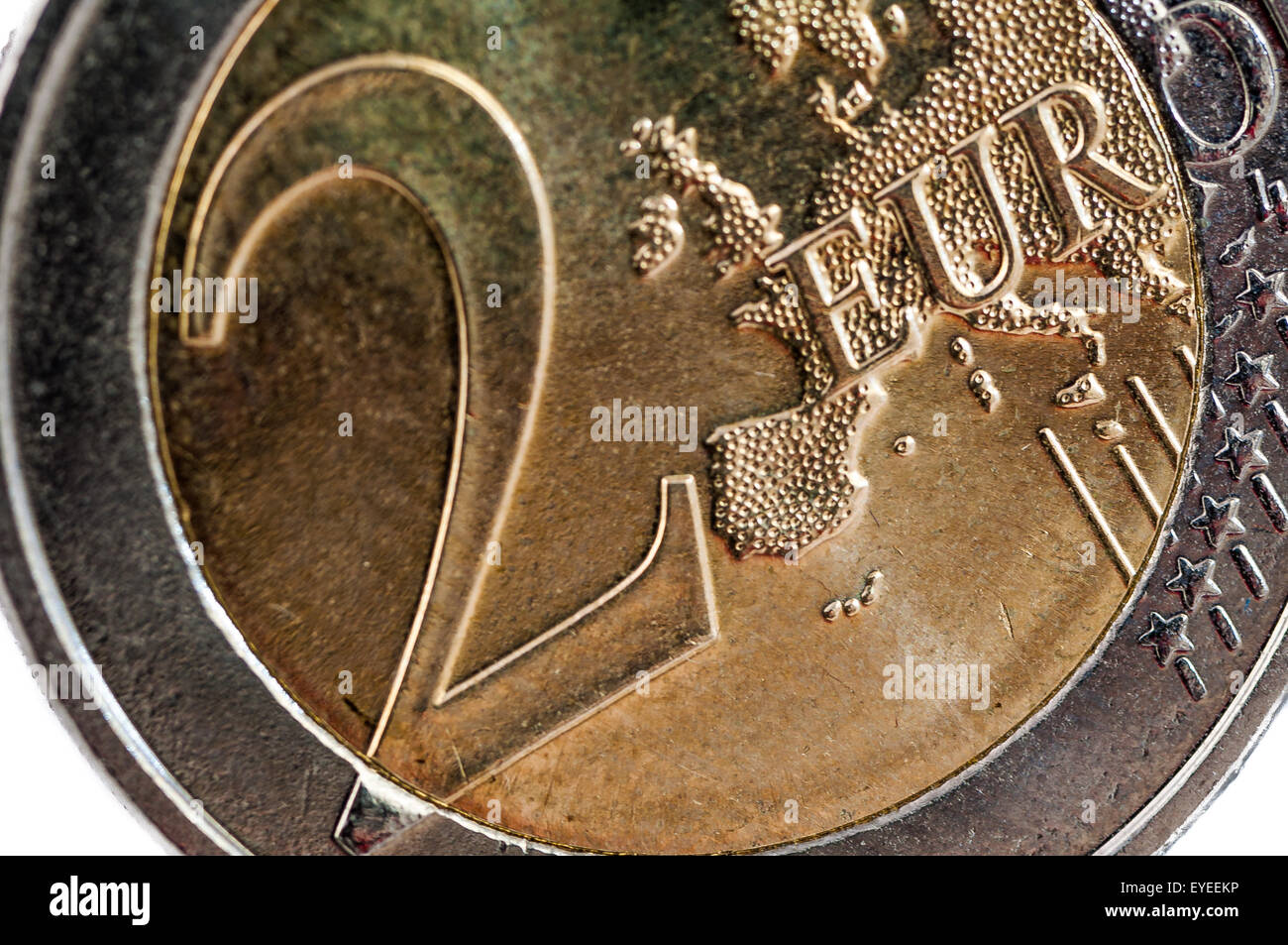 two Euro Coin closeup with europe frontside Stock Photo - Alamy