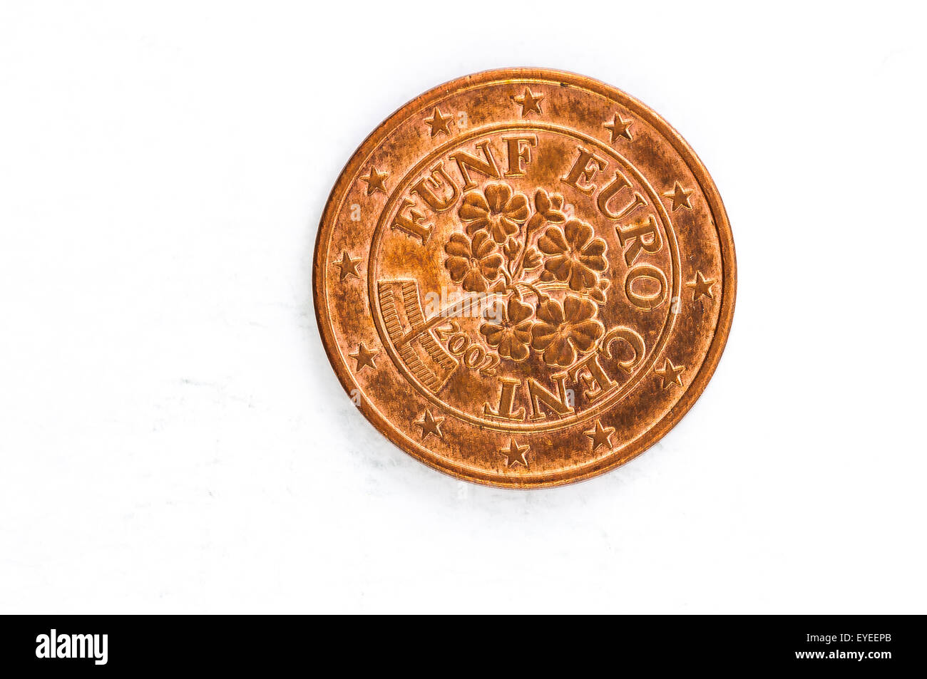 five Euro cent Coin with German backside used look Stock Photo - Alamy