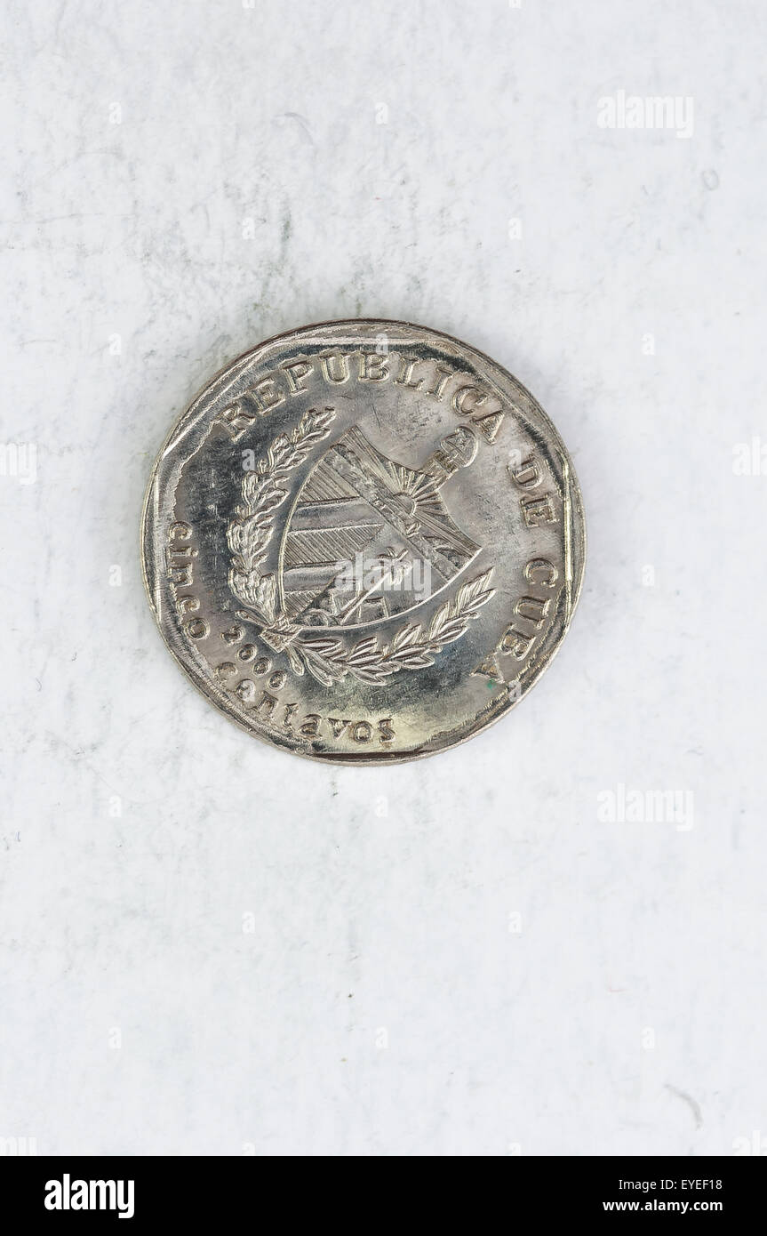5 Cent Repubic de Cuba Coin used look silver Stock Photo - Alamy