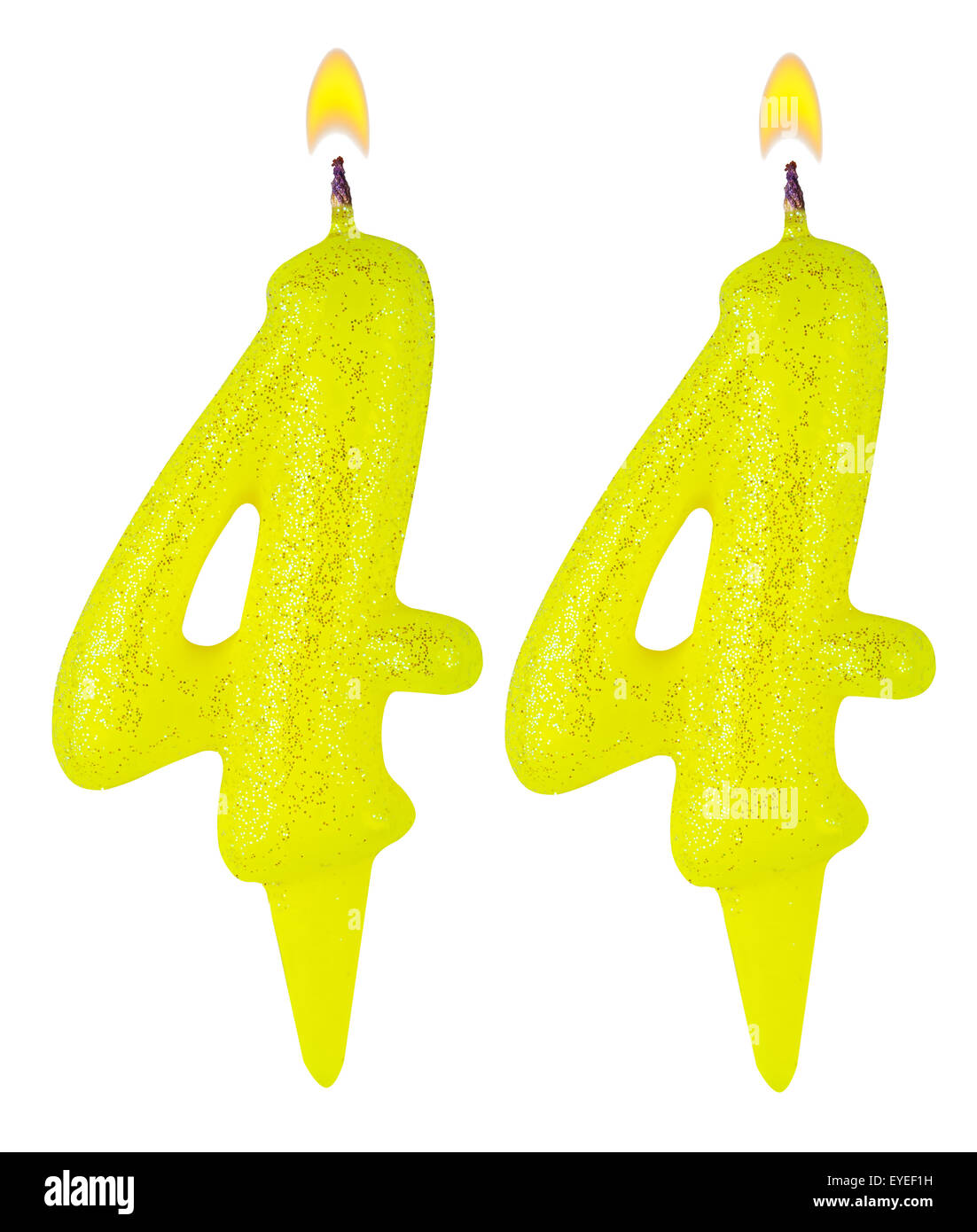 Birthday candles number forty four isolated on white background Stock ...