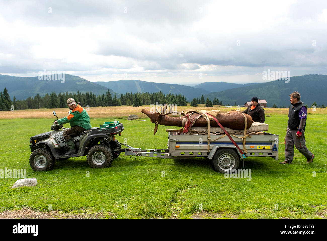 Tourists who visit the Giant Mountains at the junction between the ...