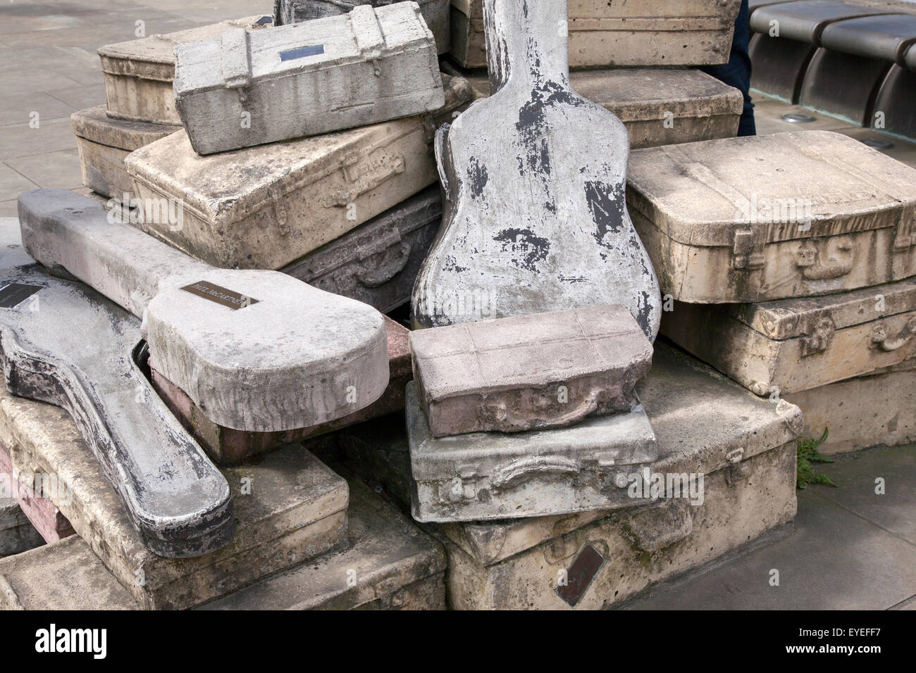 Sculpture of Suitcases by John King, Liverpool, England, UK Stock Photo ...