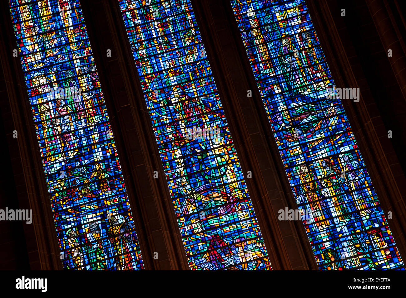 Stained Glass Window, Anglican Cathedral Church, Liverpool, England, UK ...