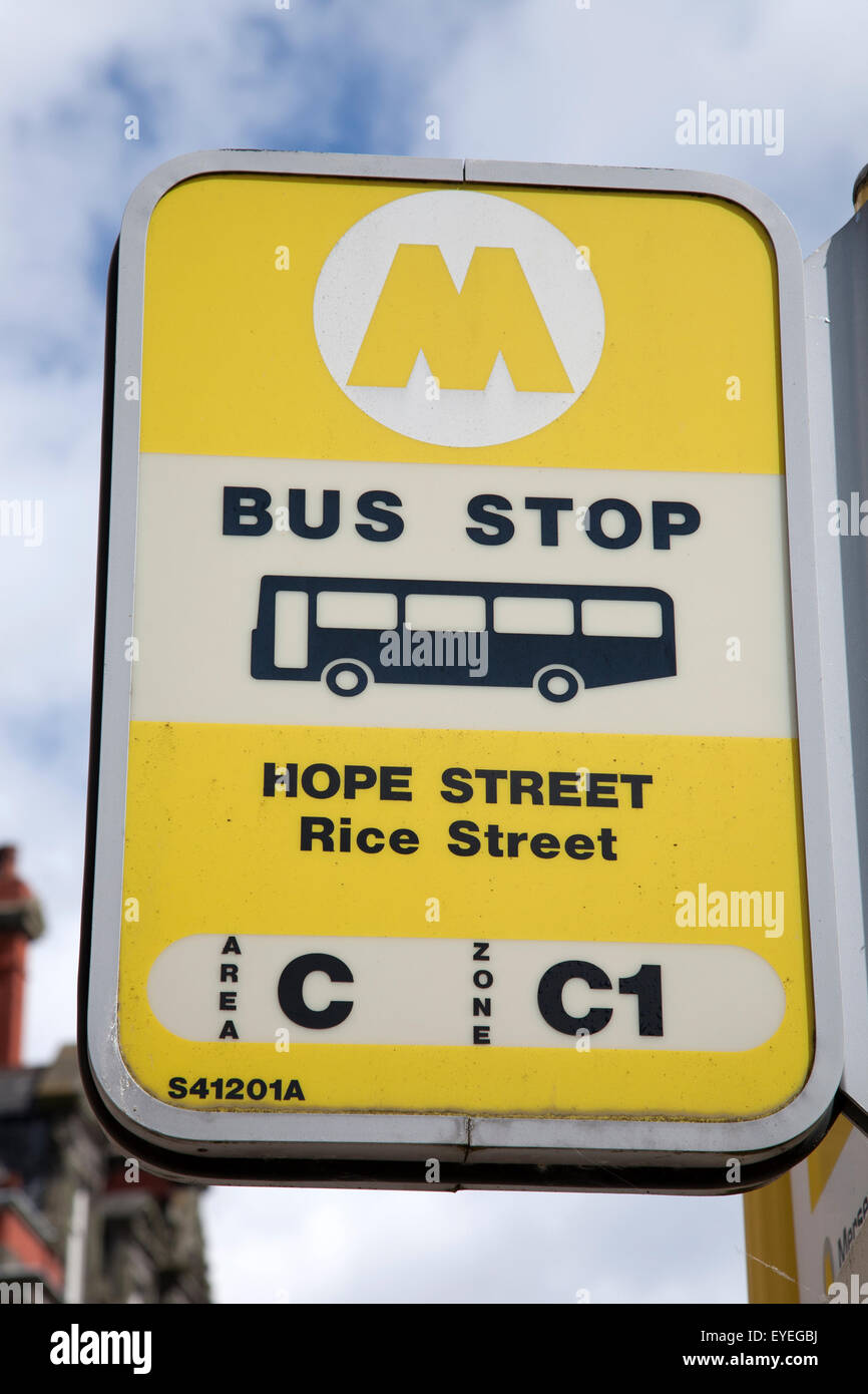 Bus Stop Sign, Hope Street, Liverpool, England, UK Stock Photo - Alamy