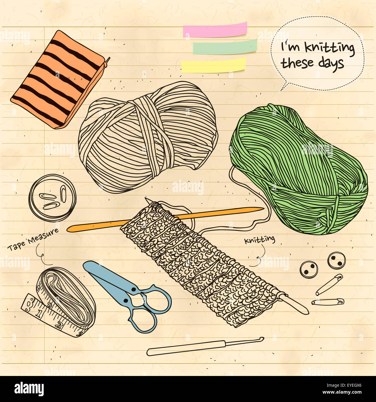 Knitting tools still life hi-res stock photography and images - Alamy