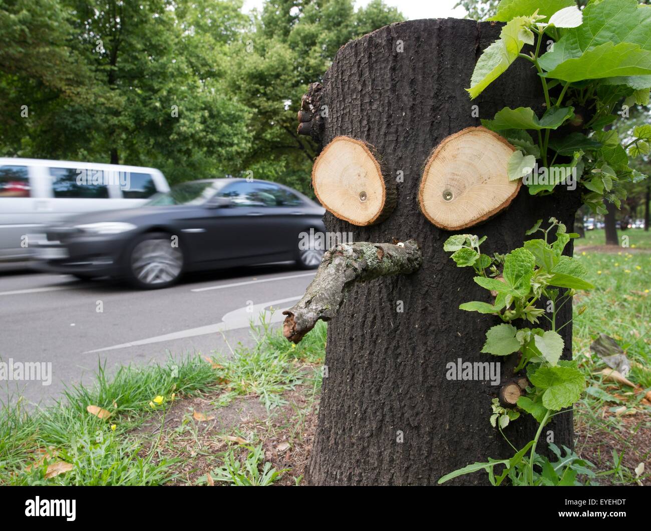 Berlin, Germany. 28th July, 2015. A 'tree troll' is pictured on the ...