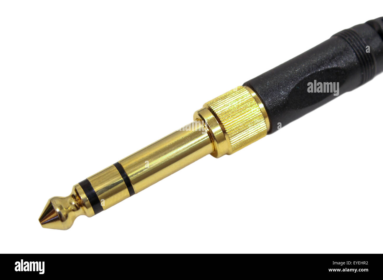 Gold-plated plug for audio equipment isolated on white background Stock ...