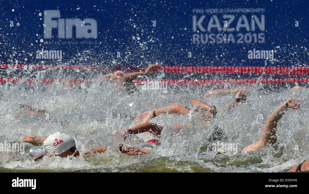 Kazan, Russia. 28th July, 2015. Swimmers compete during the Women's 10 ...