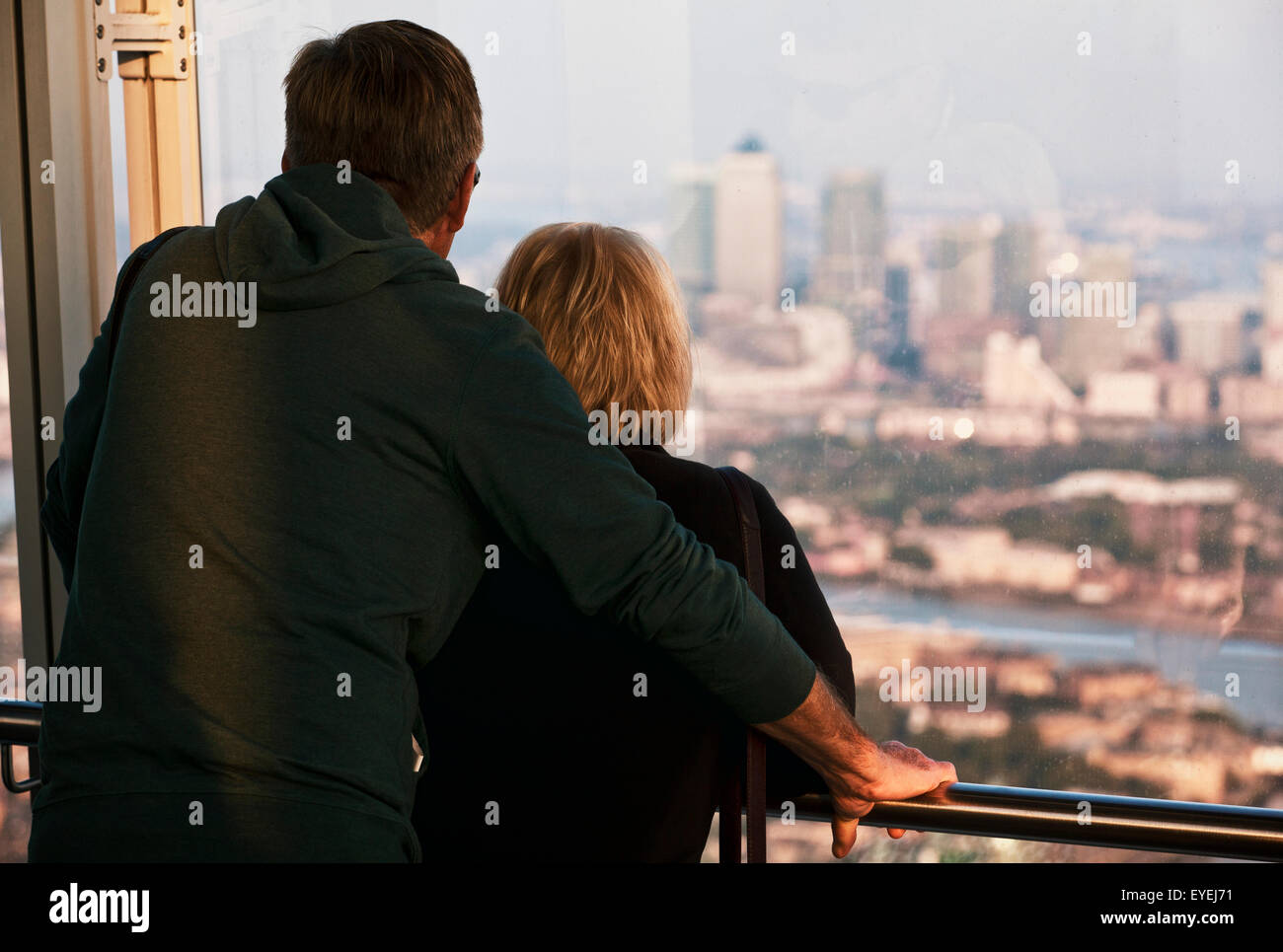 Visitors to the viewing platform of the Shard building enjoy view over ...