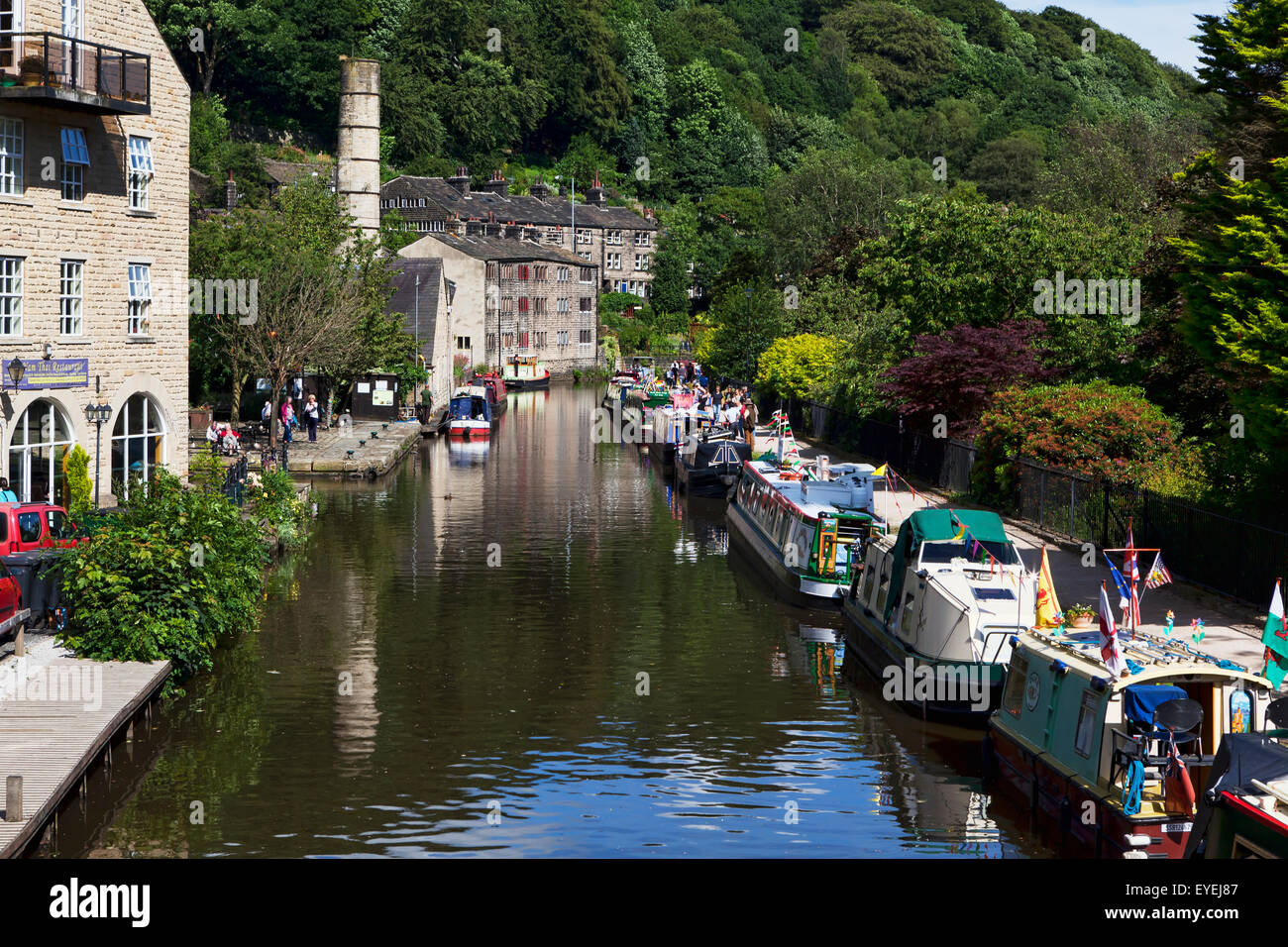 Canal boats, Hebden Bridge; Yorkshire, England Stock Photo - Alamy