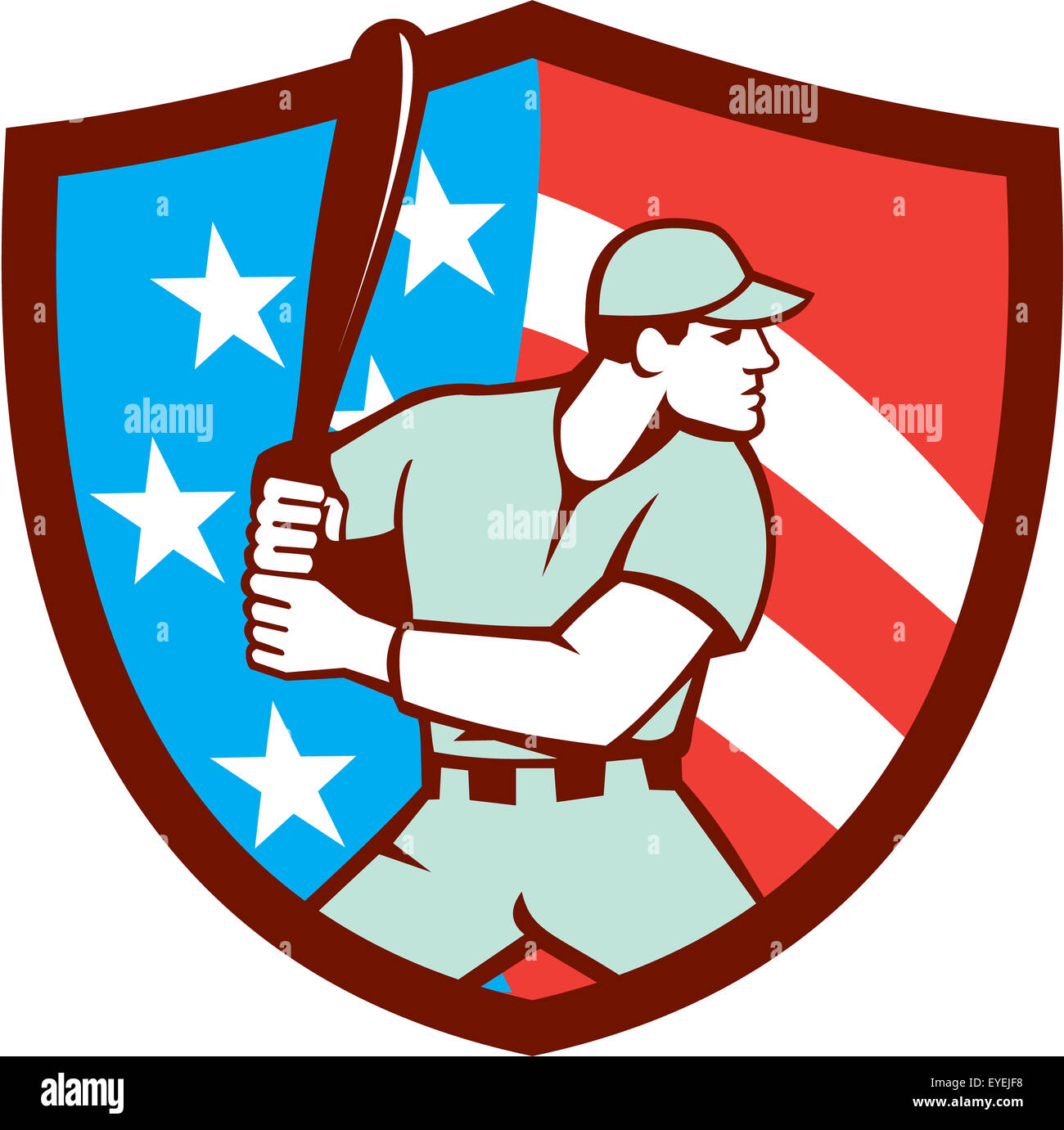 Illustration of a american baseball player batter hitter holding bat ...