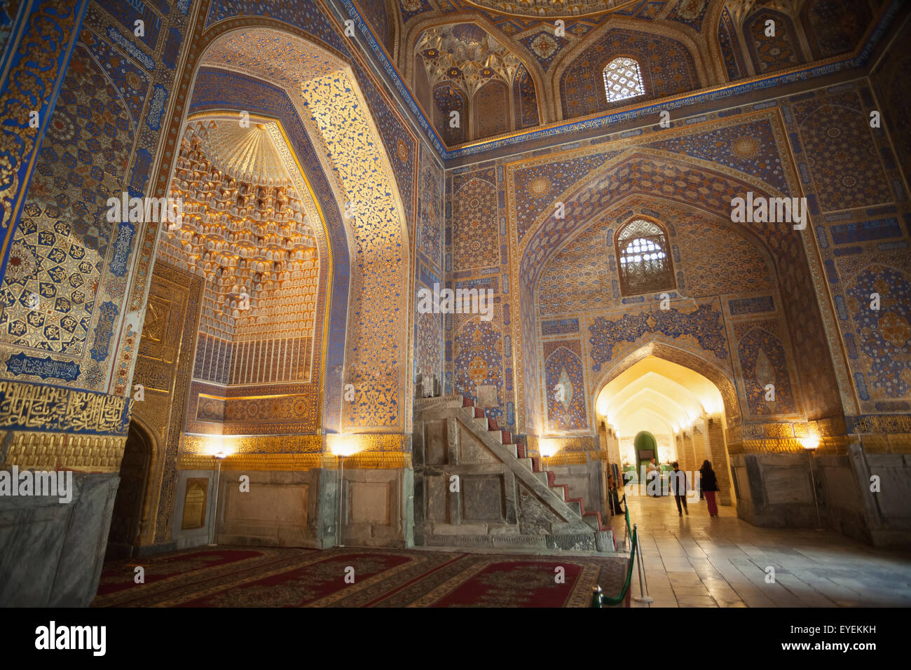 Mosque interior, Tillya Kari Madrassah, Registan Square; Samarkand ...