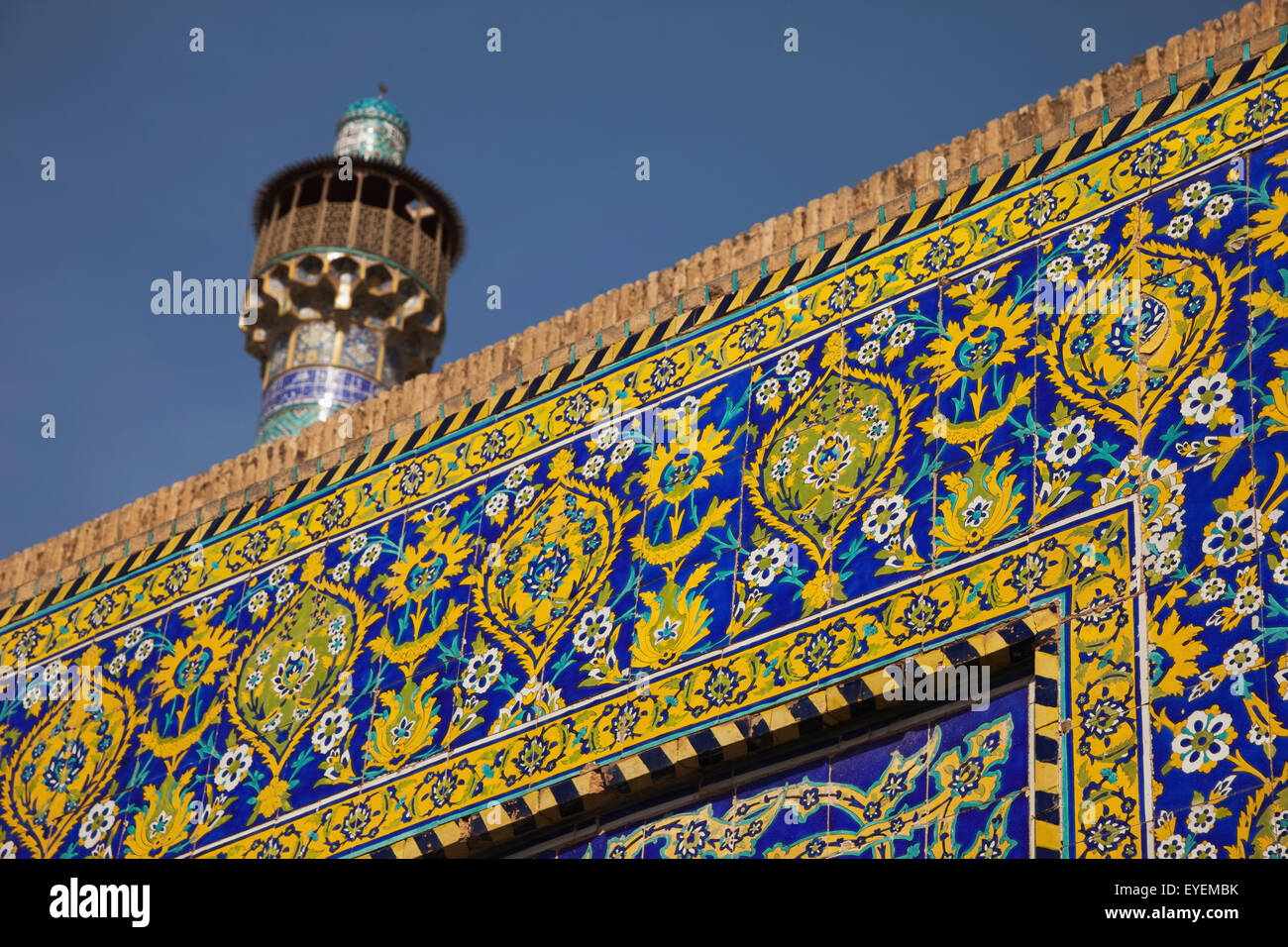 Tilework on walls of Imam Mosque, Imam Square; Isfahan, Iran Stock ...
