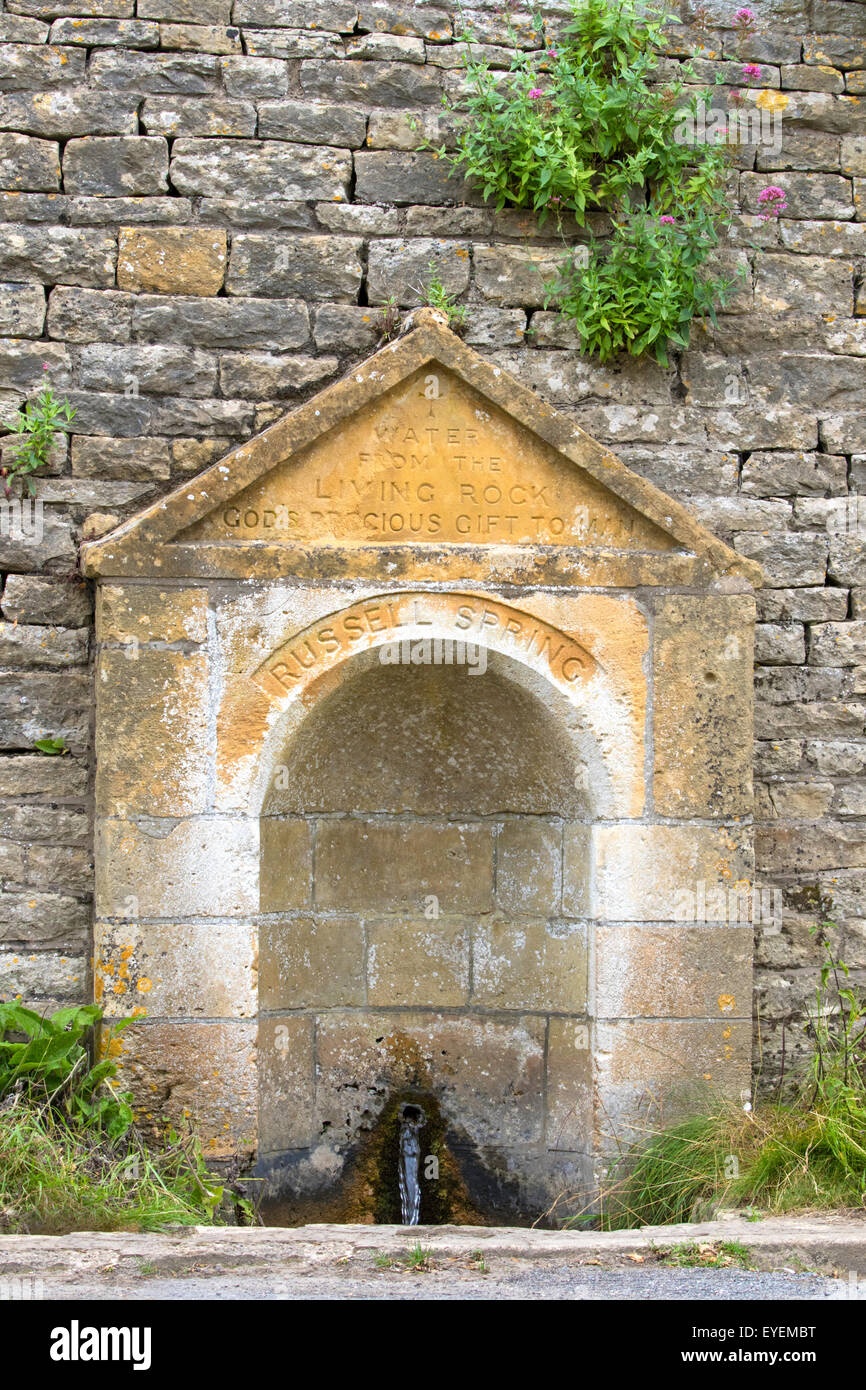 A natural spring in the Cotswold village of Blockley, Gloucestershire ...