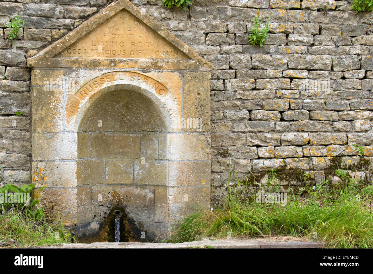 A natural spring in the Cotswold village of Blockley, Gloucestershire ...