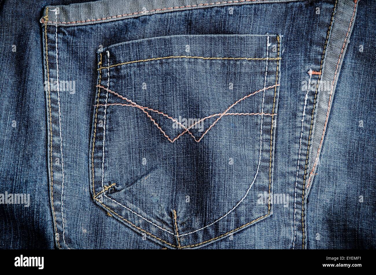 Blue jeans pocket. Close-up of a denim empty back pocket Stock Photo ...