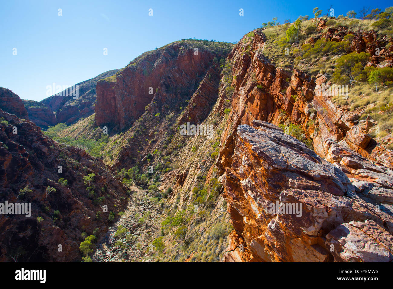 The view from the Serpentine Gorge Lookout on a clear winter's day near ...