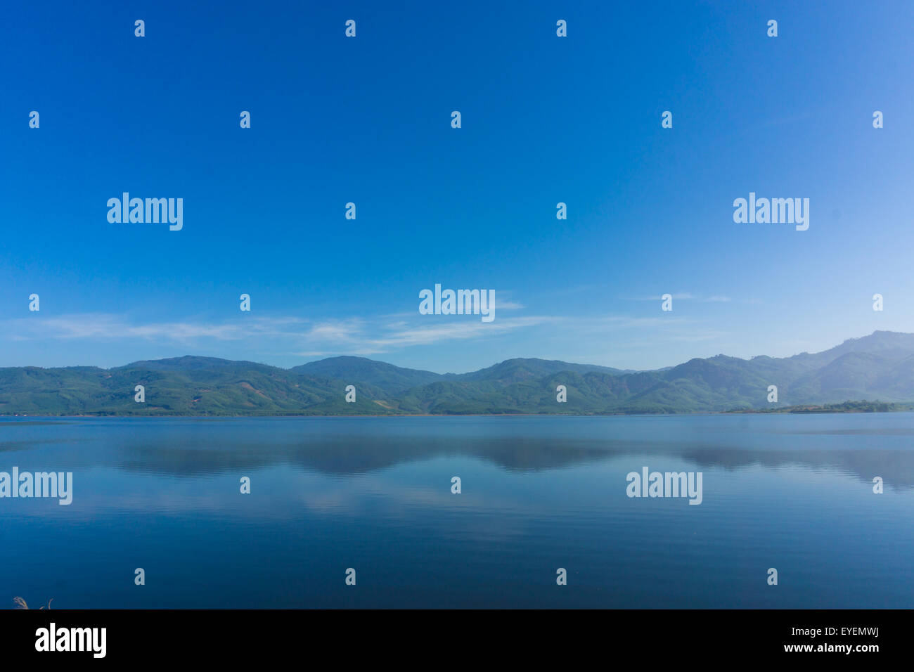 Scence of Reservoir and mountain, Blue sky nature background Stock ...