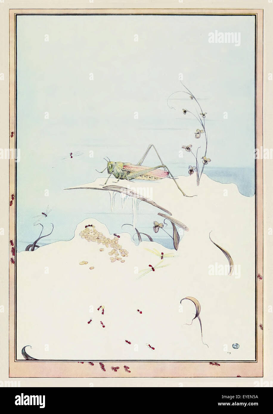 'The Ants and the Grasshopper' fable by Aesop (circa 600BC). A ...