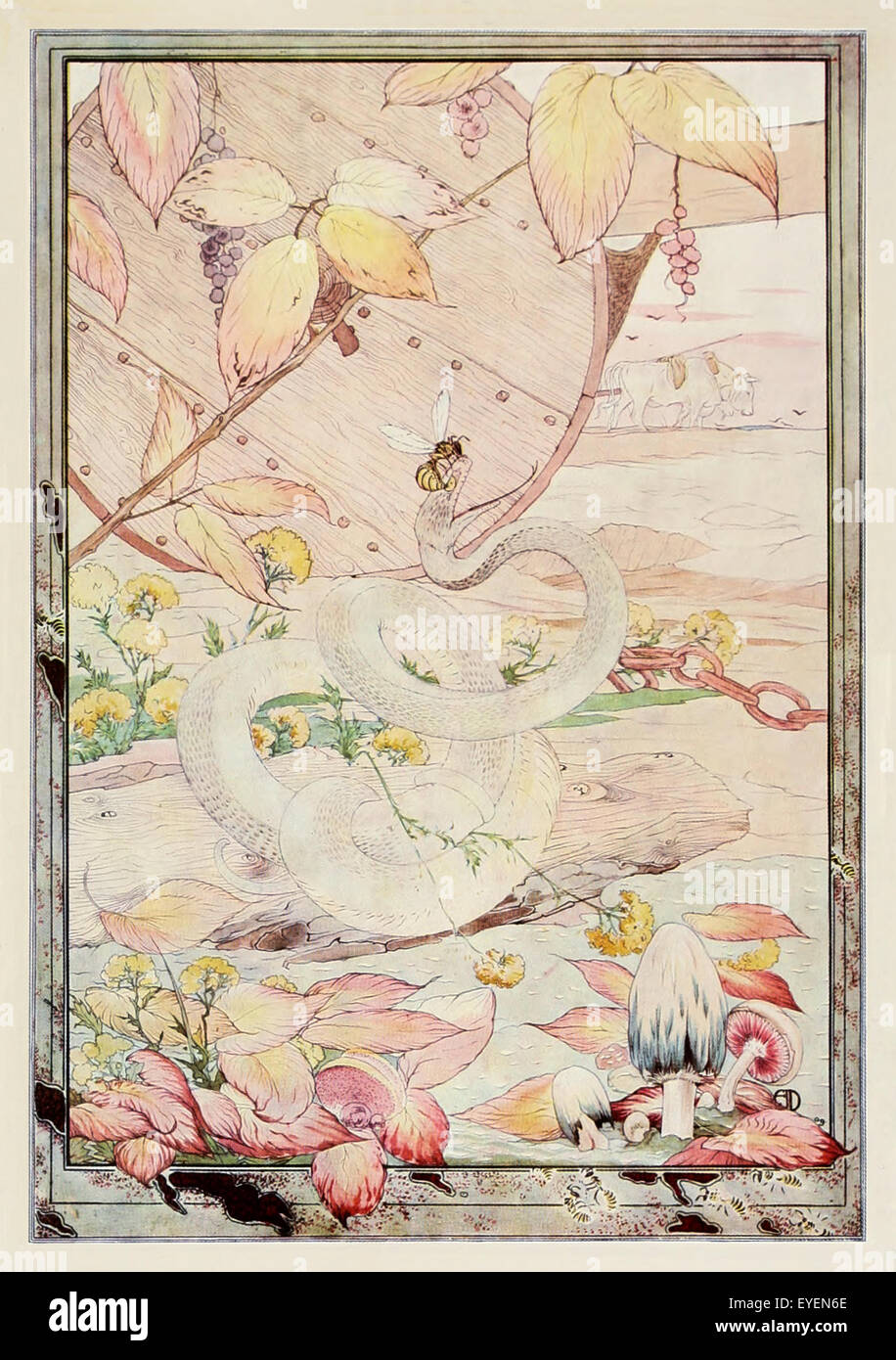 'The Wasp and the Snake' fable by Aesop (circa 600BC). A Wasp tormented ...