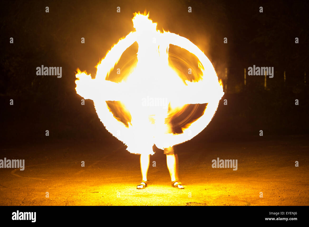Fire-show man in action Stock Photo - Alamy