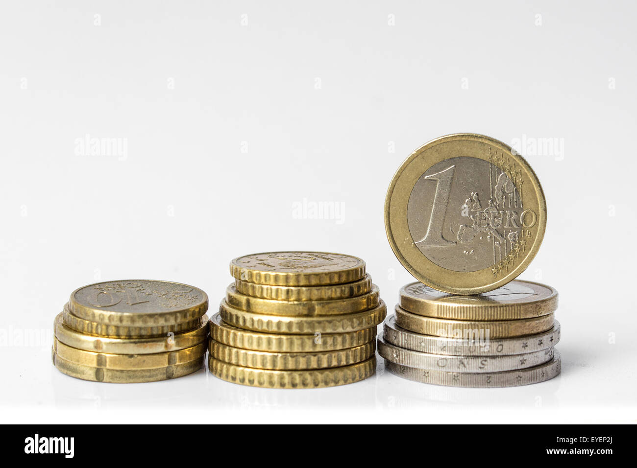 stack of euro coins on white background - European currency Stock Photo ...