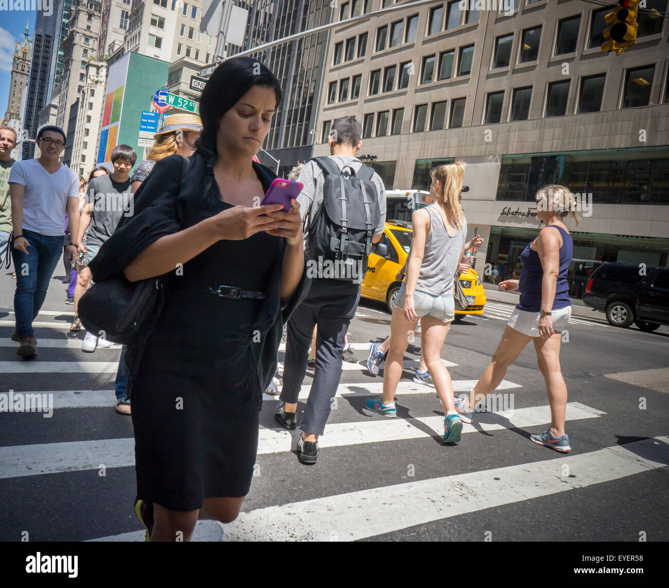 Woman walk on street checks hi-res stock photography and images - Alamy