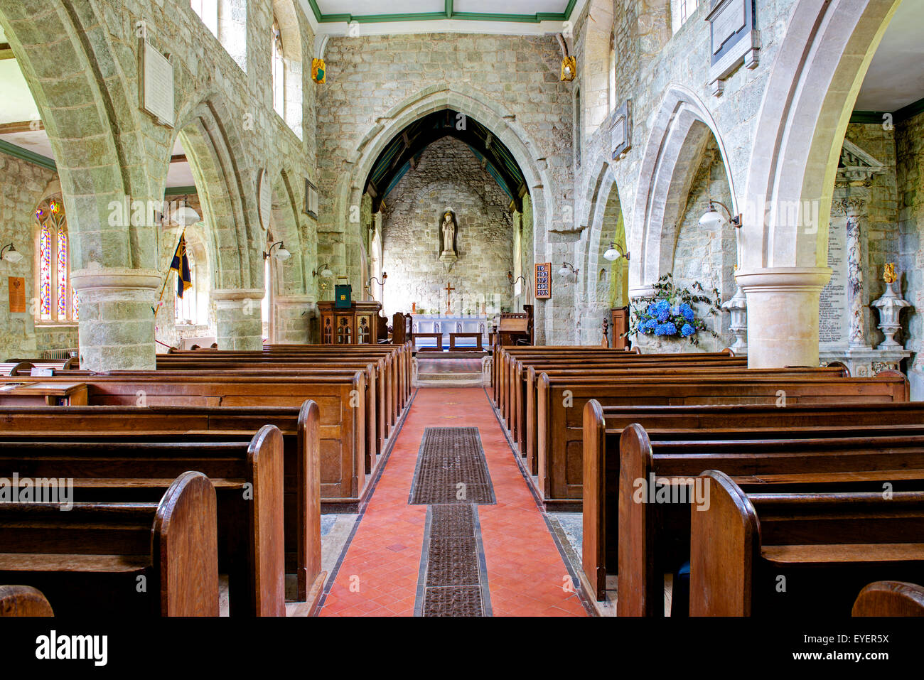 Interior of St Peter's Church, Stourton, on the Stourhead Estate, a ...